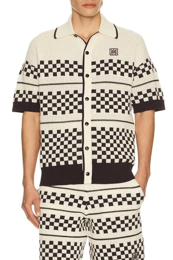 Amiri Checkered Mesh Shirt - Alabaster
