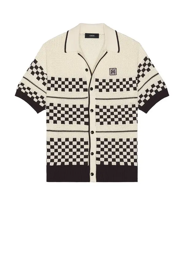 Amiri Checkered Mesh Shirt - Alabaster