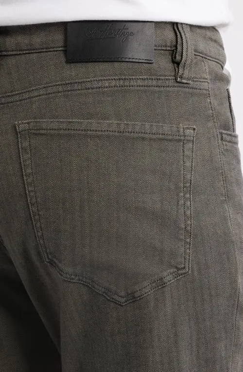 34 Heritage Charisma Herringbone Relaxed Straight Leg Pants - Dark Olive Herringbone