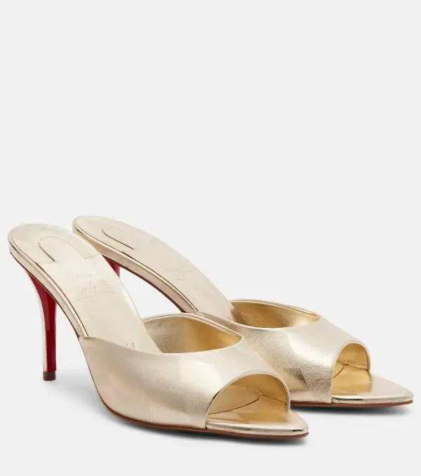 CHRISTIAN LOUBOUTIN Miss Z Metallic Leather Mules - Gold