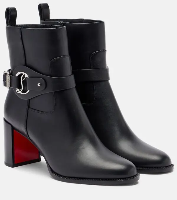 CHRISTIAN LOUBOUTIN Dianouchette 70 Leather Ankle Boots - Black