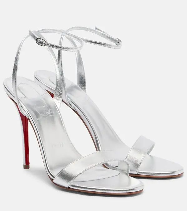 CHRISTIAN LOUBOUTIN Miss Z 100 Metallic Leather Sandals - Silver