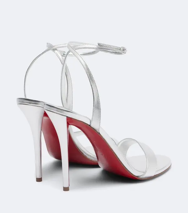 CHRISTIAN LOUBOUTIN Miss Z 100 Metallic Leather Sandals - Silver
