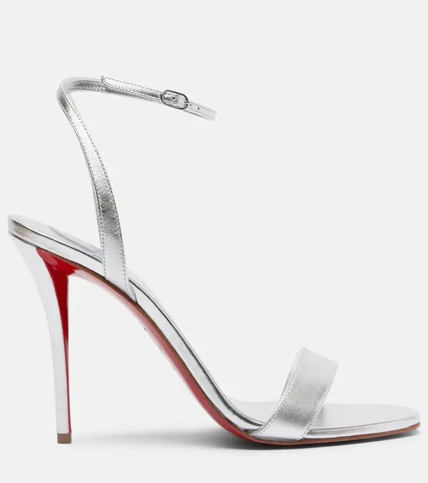 CHRISTIAN LOUBOUTIN Miss Z 100 Metallic Leather Sandals - Silver