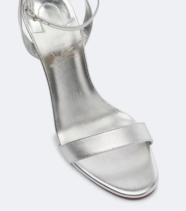 CHRISTIAN LOUBOUTIN Miss Z 100 Metallic Leather Sandals - Silver