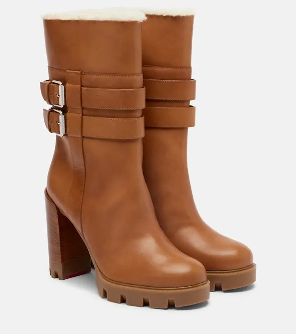 CHRISTIAN LOUBOUTIN Elisawalk 100 Leather Ankle Boots - Brown