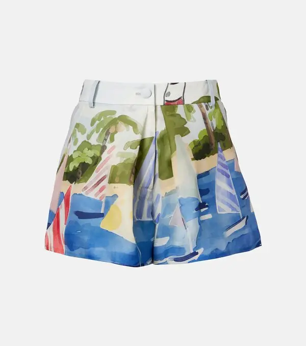 LEO LIN Josie Printed Silk Shorts