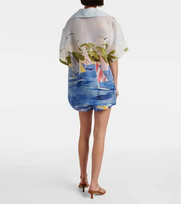 LEO LIN Josie Printed Silk Shorts