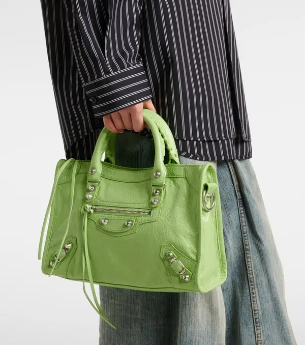 Balenciaga Le City Small Leather Tote Bag - Green