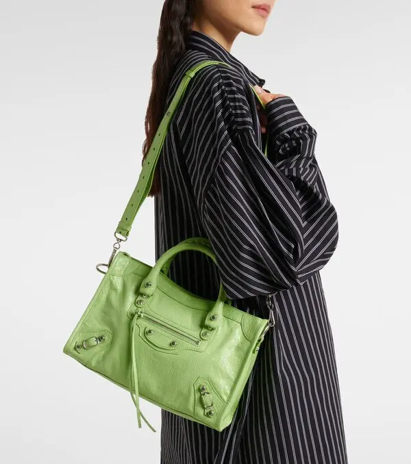 Balenciaga Le City Small Leather Tote Bag - Green