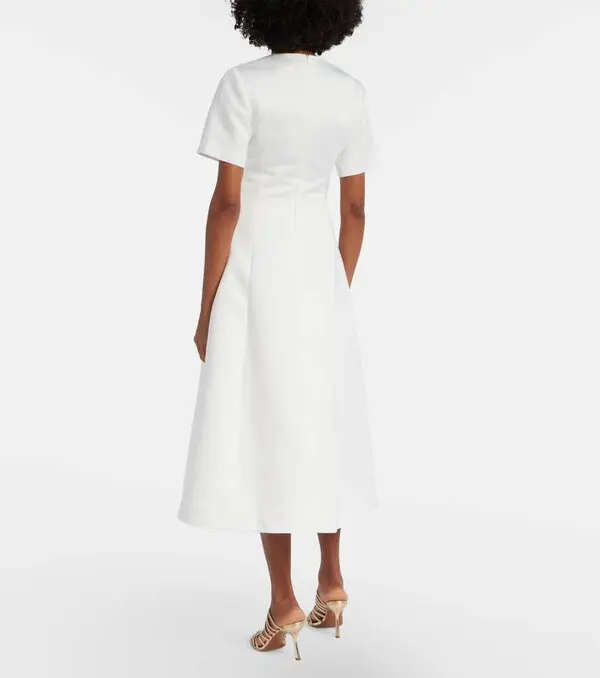 LEO LIN Floral-appliqué Midi Dress