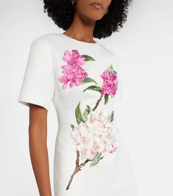 LEO LIN Floral-appliqué Midi Dress