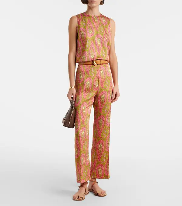 Etro Paisley Bootcut Pants - Pink