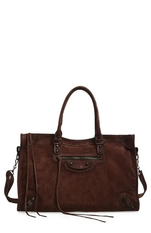 Balenciaga Large Le City Suede Satchel - 2308 Light Espresso