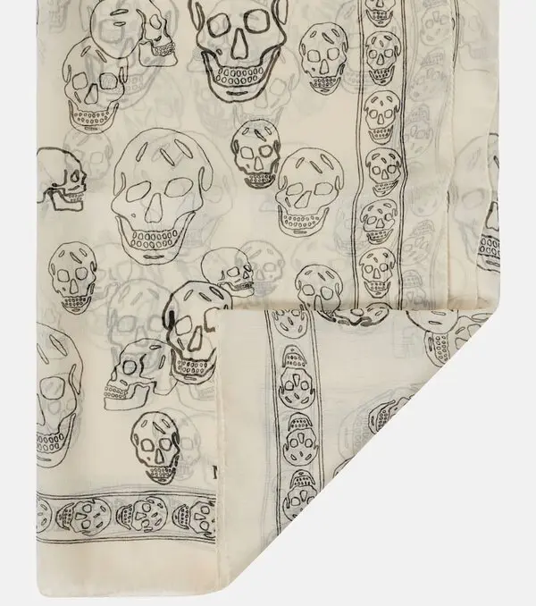 Alexander McQueen Printed Silk Scarf - Black
