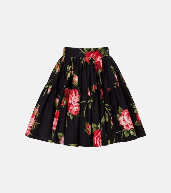 Dolce & Gabbana Floral Cotton Miniskirt - Black