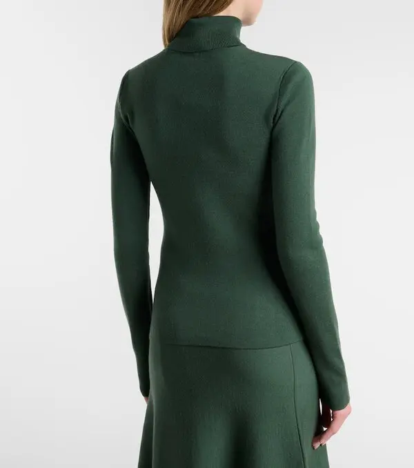 Gabriela Hearst Wool, Cashmere, And Silk Turtleneck Top - Green
