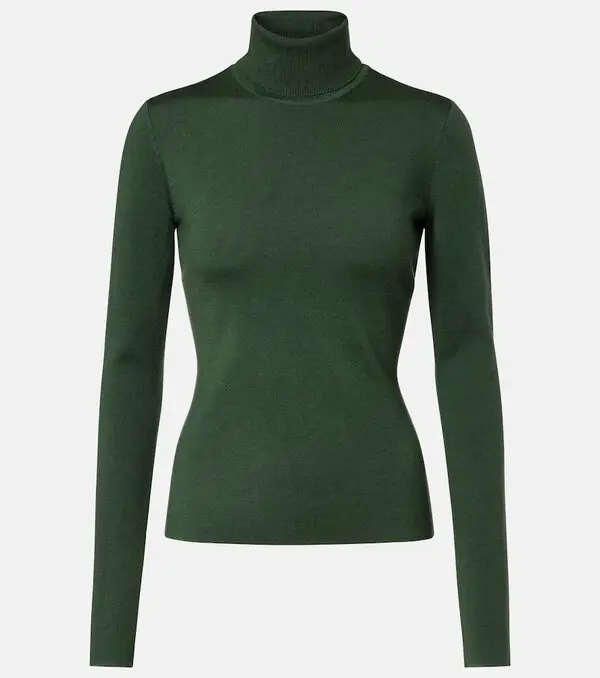 Gabriela Hearst Wool, Cashmere, And Silk Turtleneck Top - Green