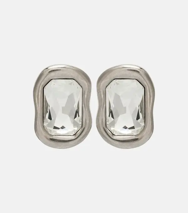 Givenchy Sculptural Crystal Embellished Earrings - Silver