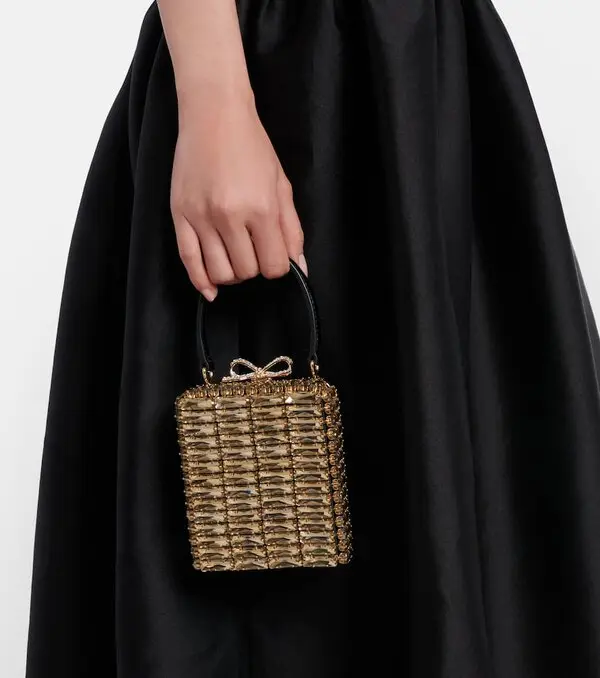 SELF-PORTRAIT Crystal-embellished Box Bag - Black