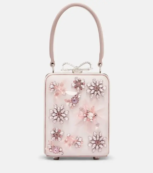 SELF-PORTRAIT Micro Crystal-embellished Floral Box Bag