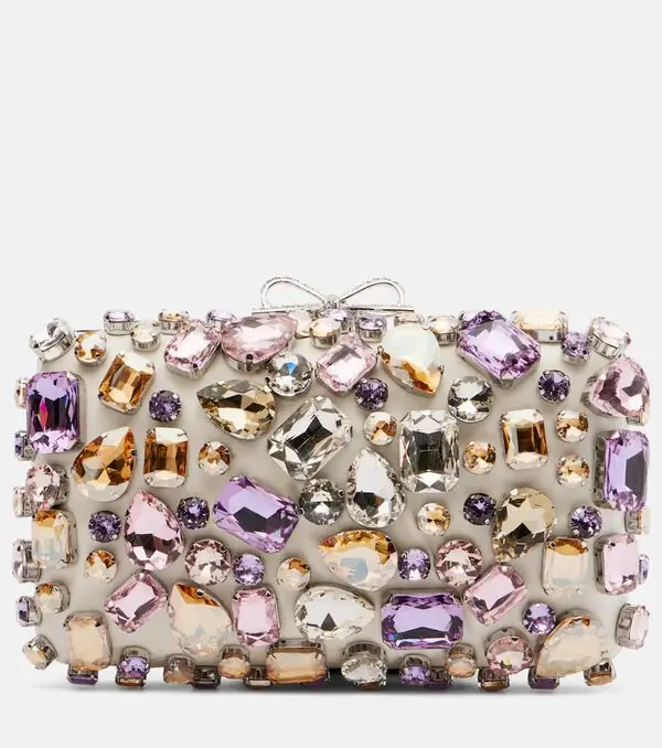 SELF-PORTRAIT Crystal-embellished Box Clutch