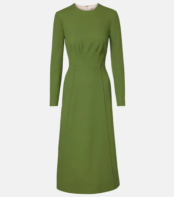 EMILIA WICKSTEAD Collinson Wool Crêpe Midi Dress - Green