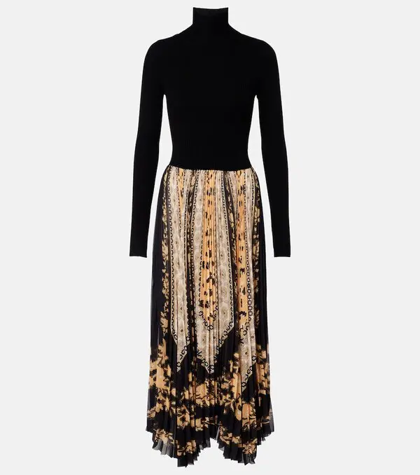 La DoubleJ Moondance Plissé Satin Midi Dress - Black