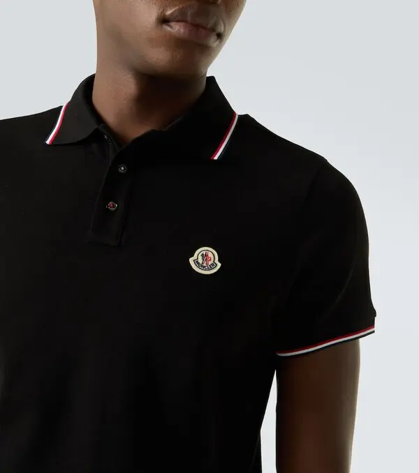Moncler Permanent Cotton Jersey Polo Shirt - Black