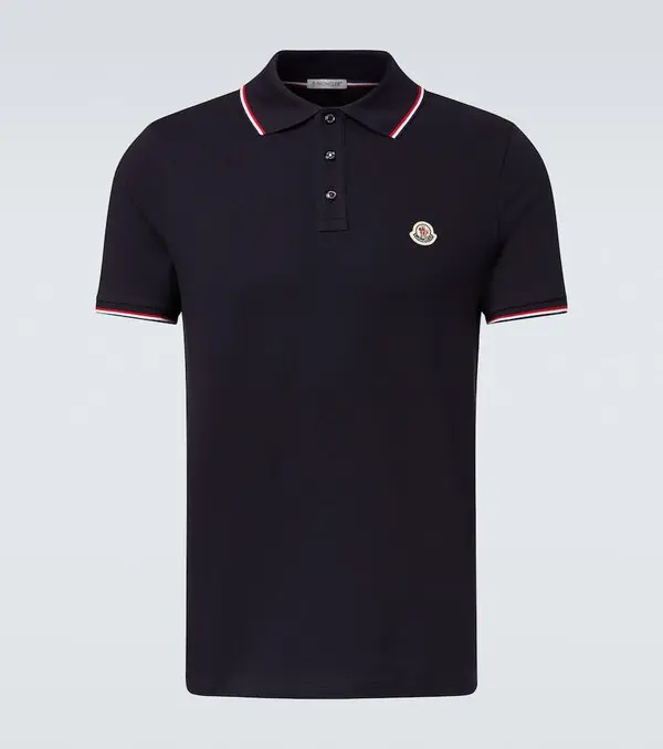 Moncler Permanent Cotton Jersey Polo Shirt - Blue