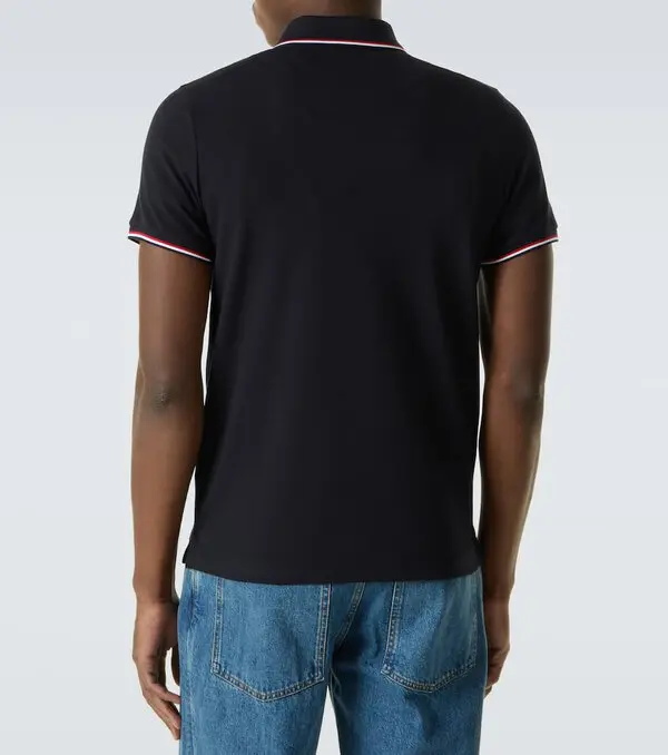 Moncler Permanent Cotton Jersey Polo Shirt - Blue
