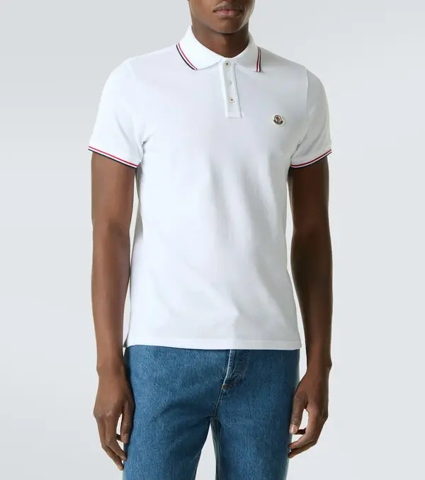 Moncler Permanent Cotton Jersey Polo Shirt - White