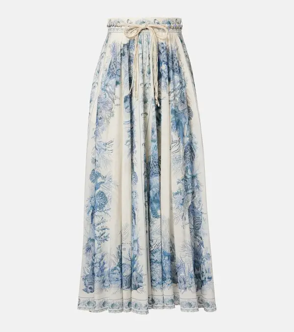 Zimmermann Wanderlust Cotton Midi Skirt - Blue