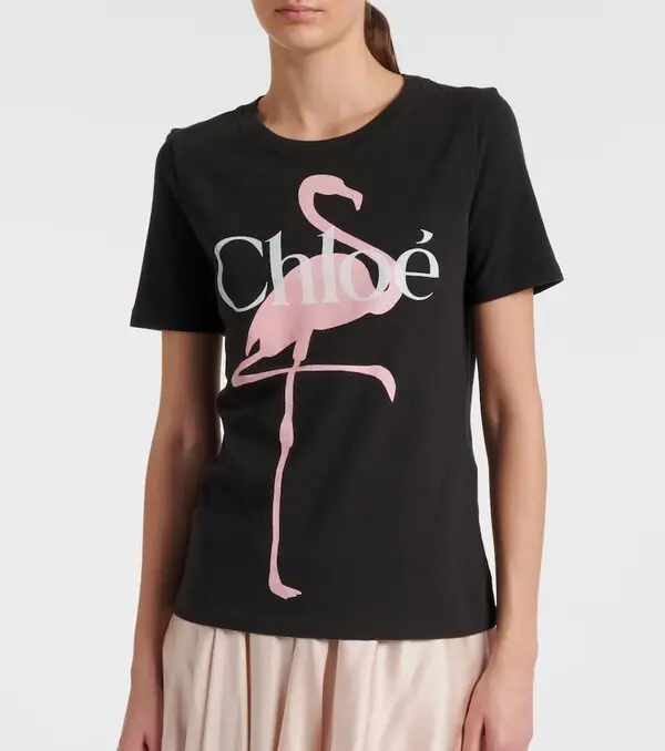 Chloé Logo Cotton Jersey T-shirt - Black