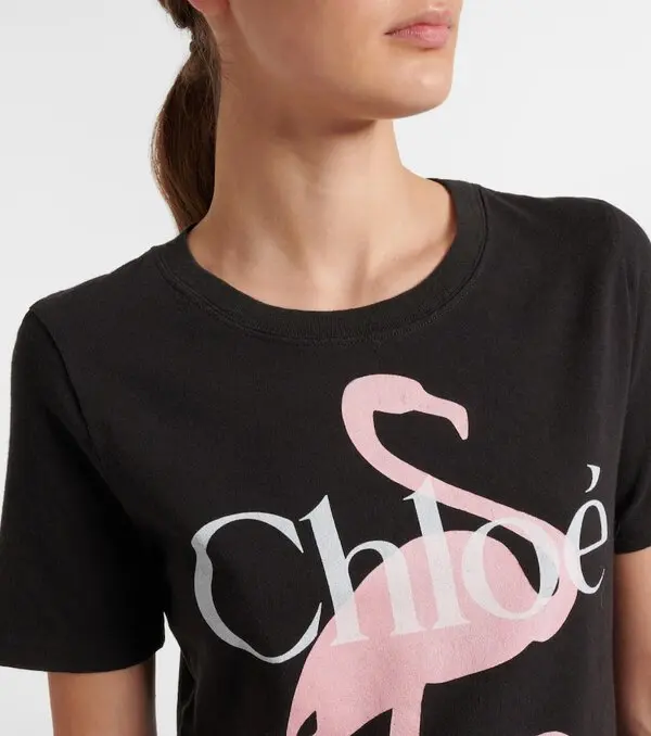 Chloé Logo Cotton Jersey T-shirt - Black