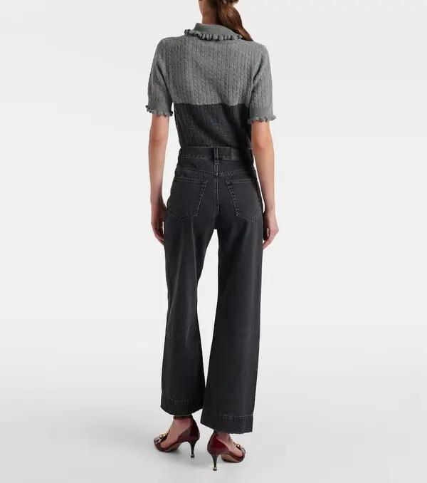 Chloé Cropped High-rise Wide-leg Jeans - Black