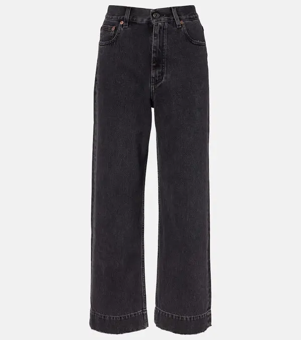 Chloé Cropped High-rise Wide-leg Jeans - Black