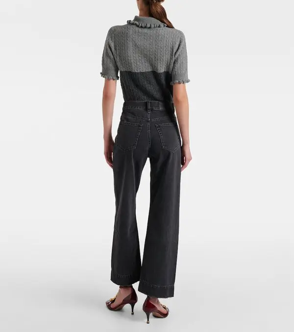 Chloé Cropped High-rise Wide-leg Jeans - Black