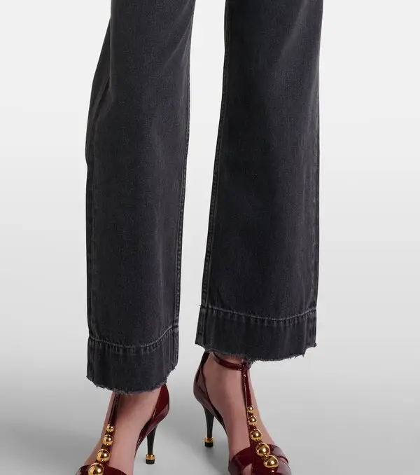 Chloé Cropped High-rise Wide-leg Jeans - Black