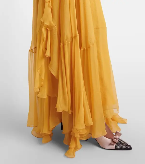 Chloé Ruffled Silk Muslin Gown - Yellow