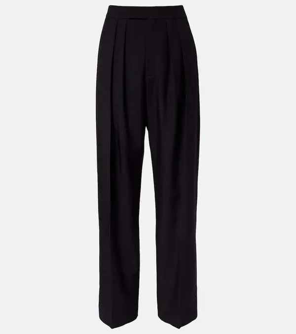 Chloé Pleated High-rise Wide-leg Pants - Black