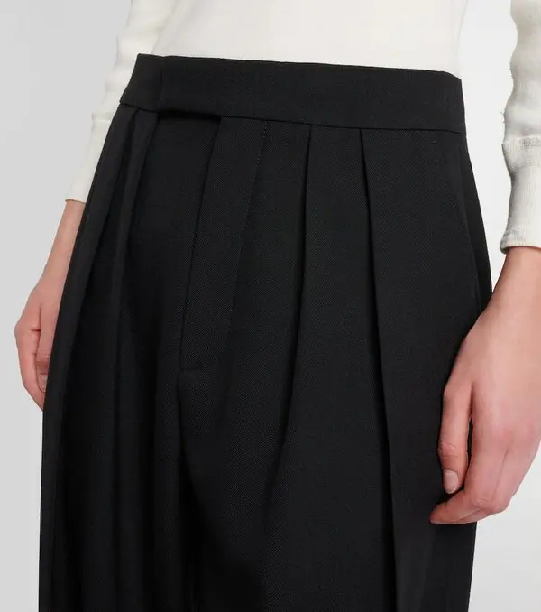 Chloé Pleated High-rise Wide-leg Pants - Black