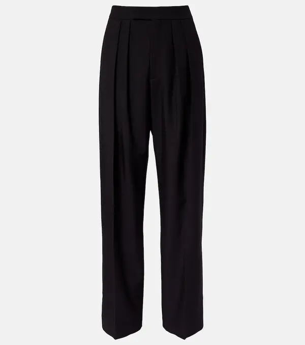 Chloé Pleated High-rise Wide-leg Pants - Black
