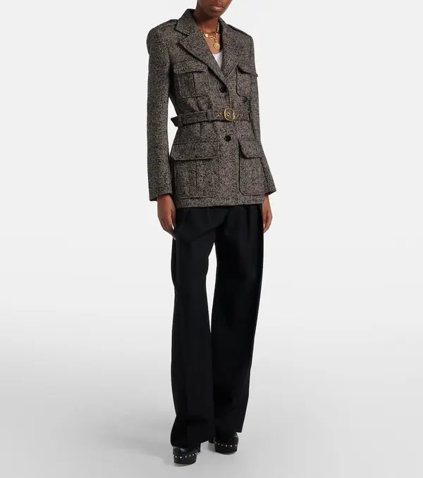 Chloé Pleated High-rise Wool Gabardine Wide-leg Pants
