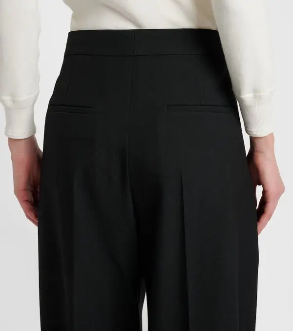 Chloé Pleated High-rise Wool Gabardine Wide-leg Pants