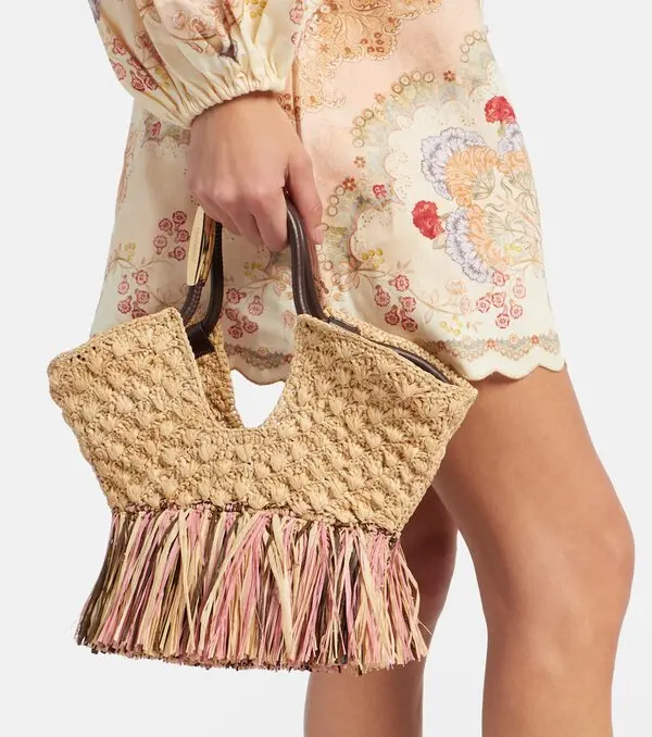 Zimmermann Golden Time Small Raffia Tote Bag