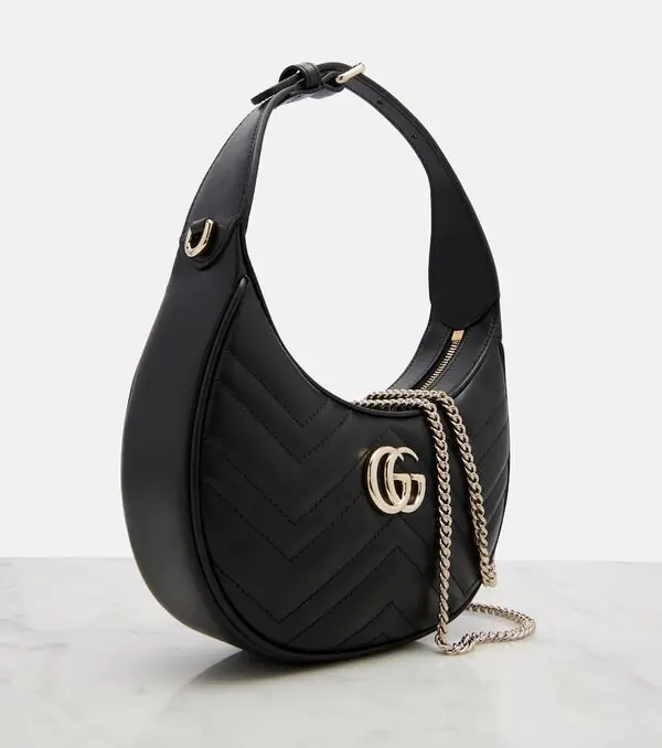 Gucci Gg Marmont Small Leather Shoulder Bag - Black