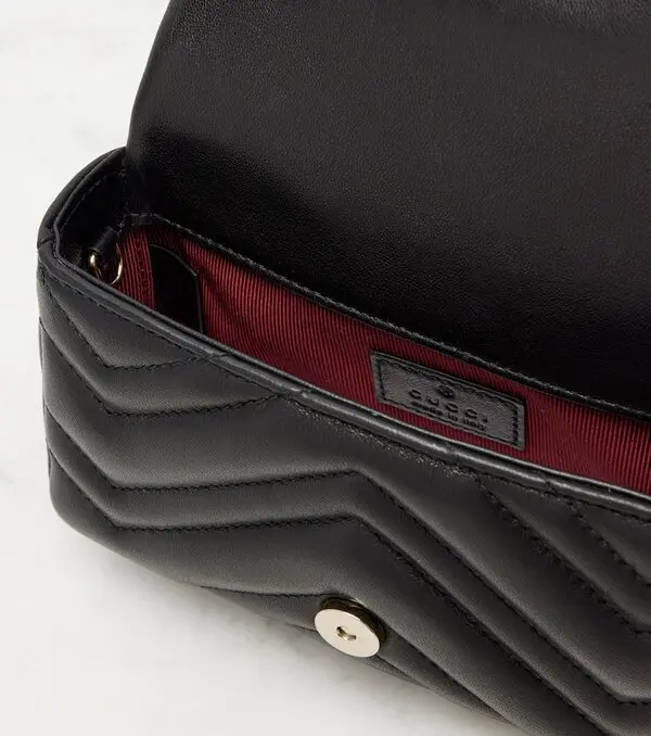 Gucci Gg Marmont Mini Leather Shoulder Bag - Black