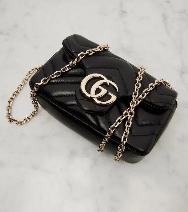 Gucci Gg Marmont Mini Leather Shoulder Bag - Black