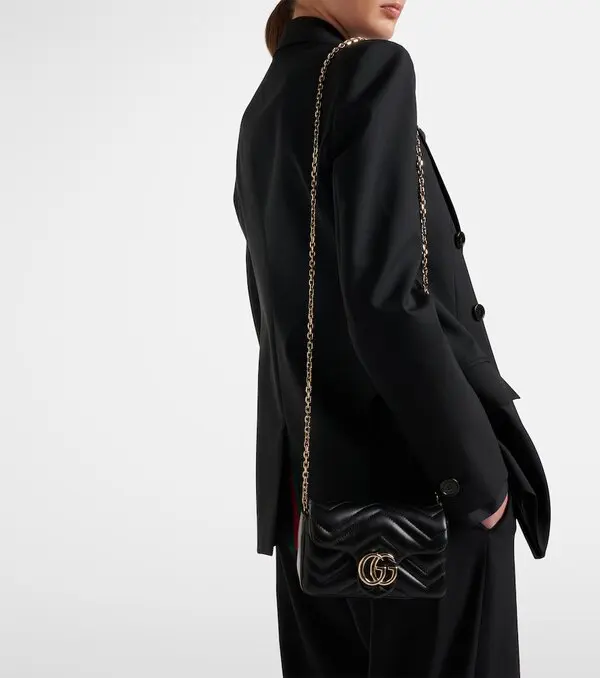 Gucci Gg Marmont Mini Leather Shoulder Bag - Black